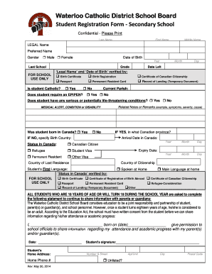 Secondary Registration Form - Waterloo Catholic District School Board ...