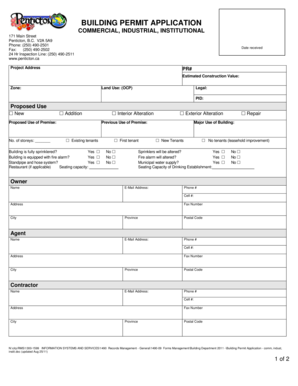 Fillable Online Appendix 11 - Building Permit Application Form - City ...
