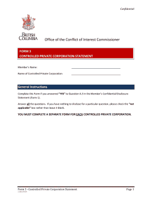 Fillable Online Form 3 Controlled Private Corporation Statement ...