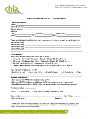 Fillable Online CHFA Education on the Road 2012 - Registration Form Contact ... Fax Email Print ...