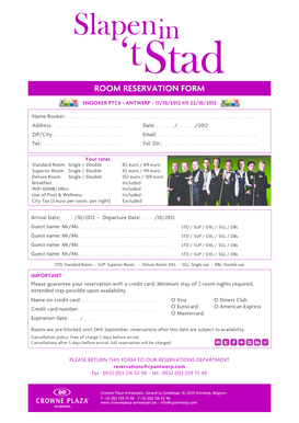 Fillable Online ROOM RESERVATION FORM - PTC Antwerp Fax Email Print ...