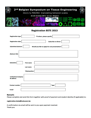 Fillable Online REGISTRATION FORM BSTE 2012 Fax Email Print - pdfFiller