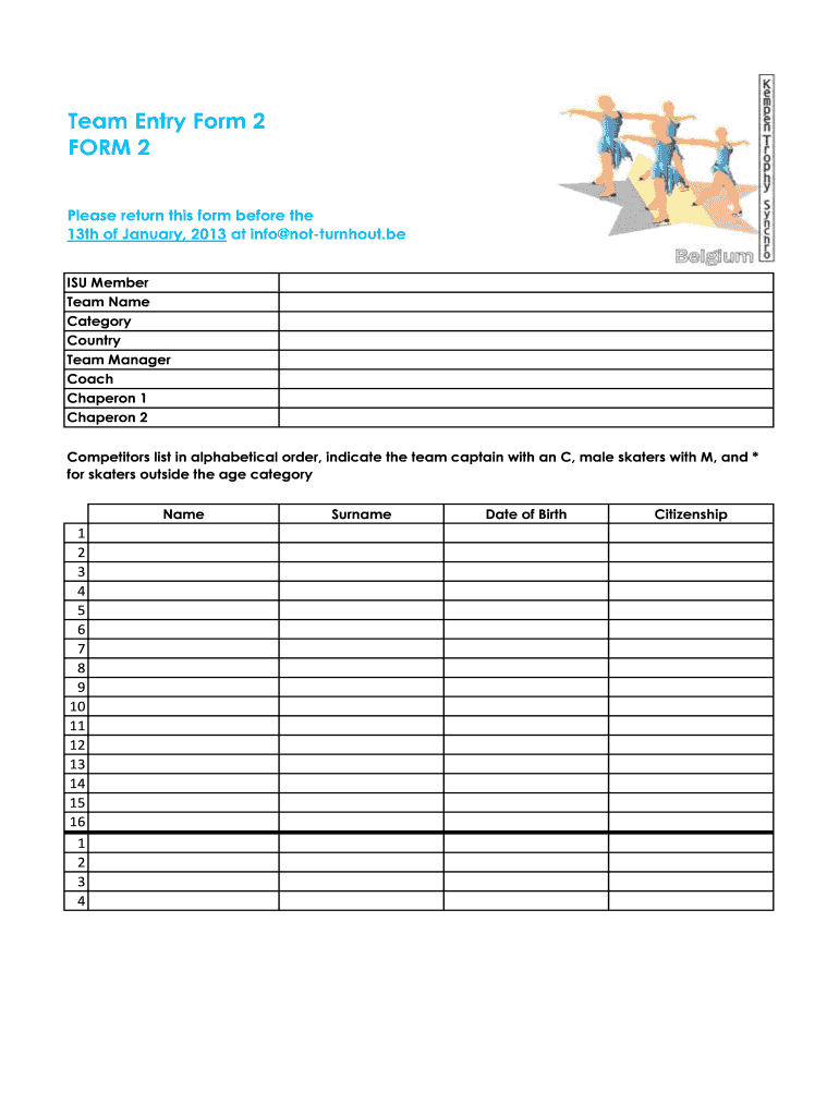 Fillable Online Team Entry Form Fax Email Print - pdfFiller