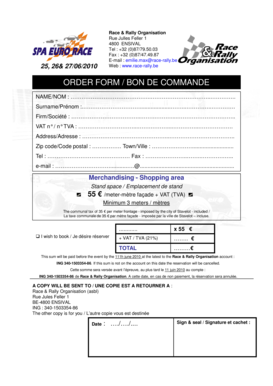 Fillable Online SER010-order form - merchandising - RAC SPA Fax Email ...