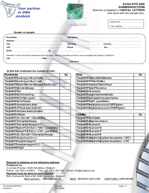 Fillable Online ELISA KITS AND SUBMISSION FORM Must be completed in ...