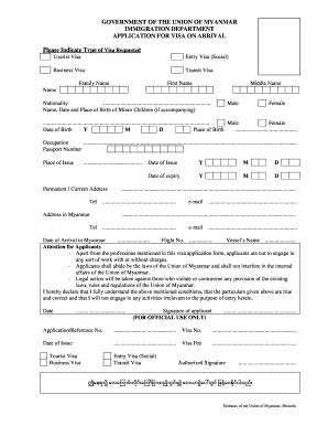 Fillable Online embassyofmyanmar on-arrival visa form ...