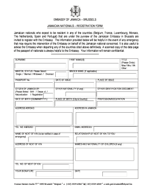 Fillable Online Jamaican nationals registration form - jamaica-brussels ...
