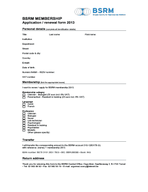 Fillable Online Membership form (PDF) - BSRM Fax Email Print - pdfFiller