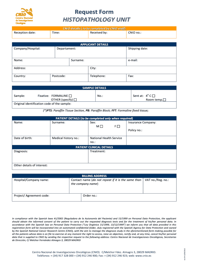 Fillable Online HISTOPATHOLOGY UNIT Fax Email Print - pdfFiller