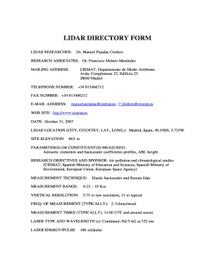 Fillable Online lidar LIDAR DIRECTORY FORM - lidar Fax Email Print ...