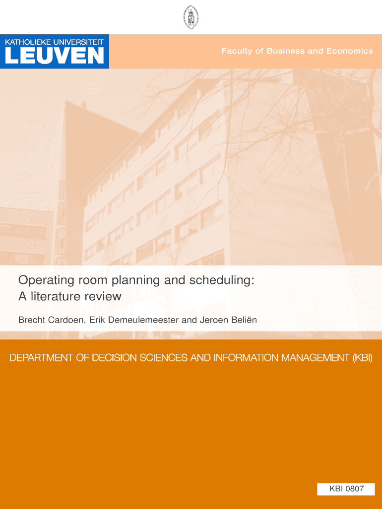 Fillable Online Operating room planning and scheduling: Fax Email Print ...