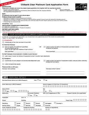 Fillable Online citibank com Citibank Clear Platinum Card Application ...