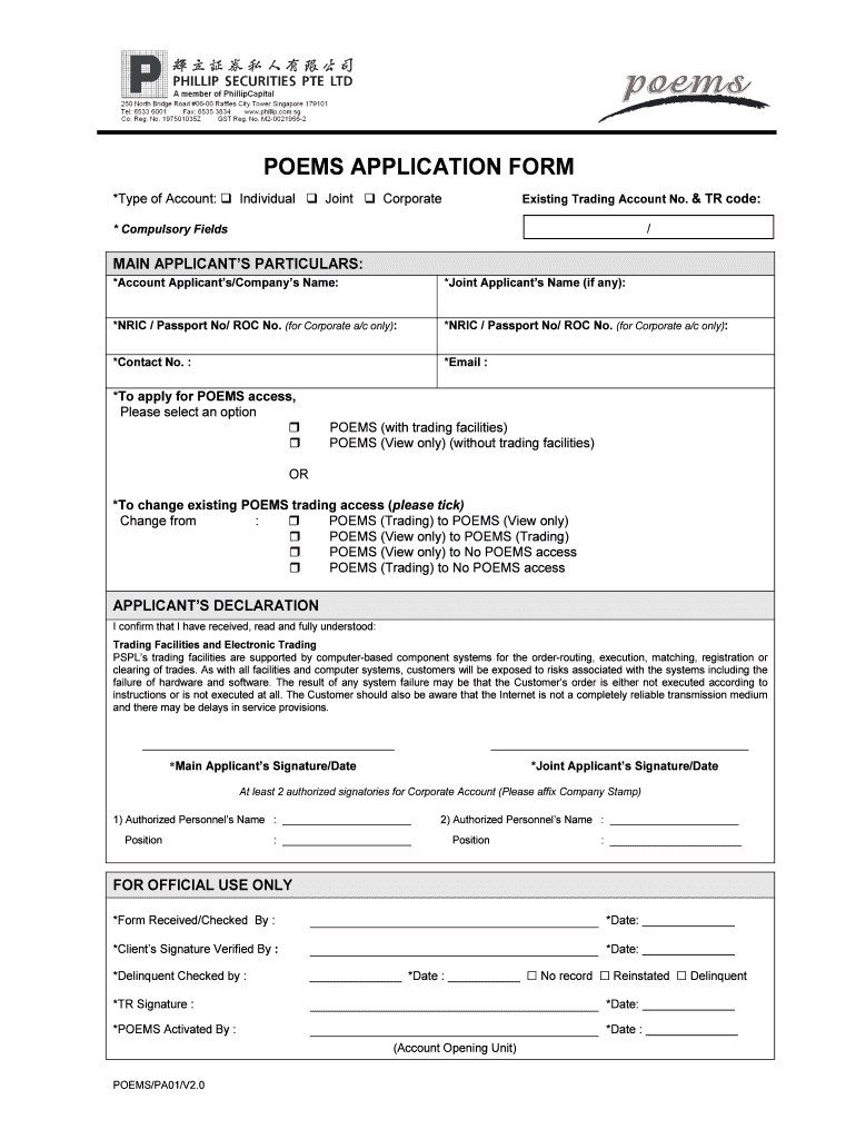 Fillable Online POEMS Application Form Fax Email Print - pdfFiller
