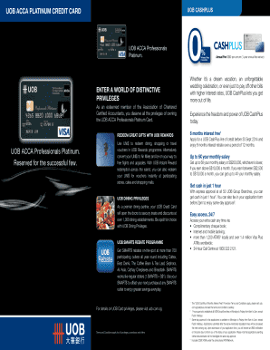 Fillable Online Uob acca professionals platinum cardmembership ...