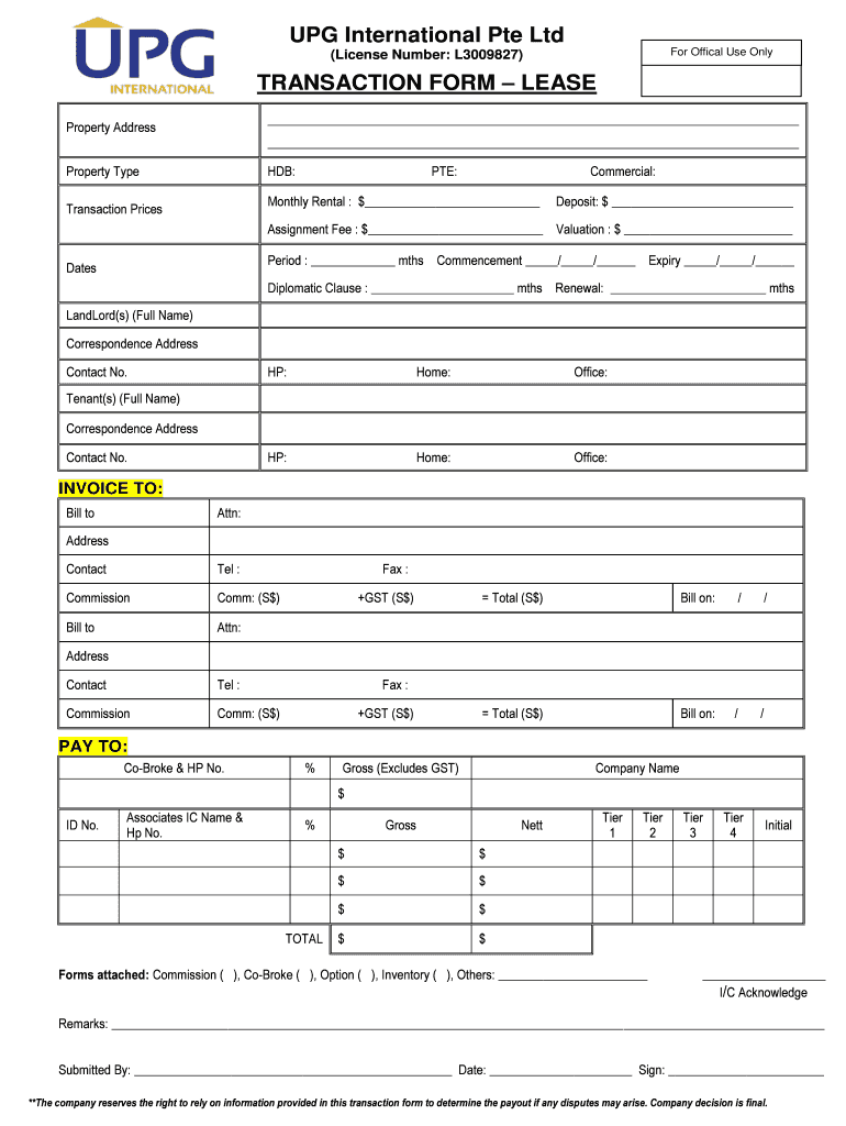 Fillable Online Lease Transaction Form Fax Email Print - pdfFiller