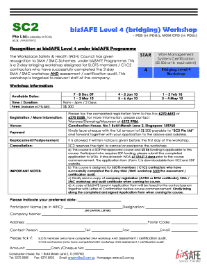 Fillable Online BizSAFE bridging Level 4_131109_.pdf - SC2 Pte Ltd Fax ...