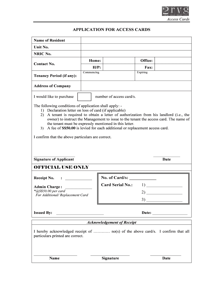Fillable Online Access Cards Fax Email Print - pdfFiller