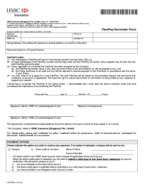 Fillable Online insurance hsbc com FlexiPay Surrender Form - HSBC ...