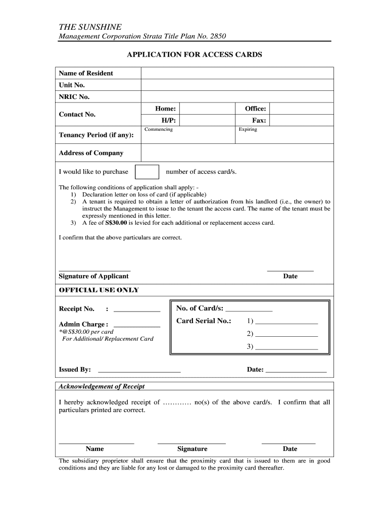 Fillable Online Access Card Application Form Fax Email Print - pdfFiller