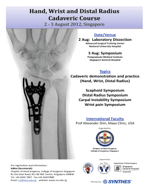 Fillable Online Hand, Wrist and Distal Radius Cadaveric Course ...
