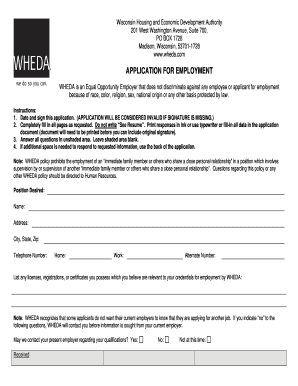 Fillable Online Employment application - Wisconsin Housing and Economic ...
