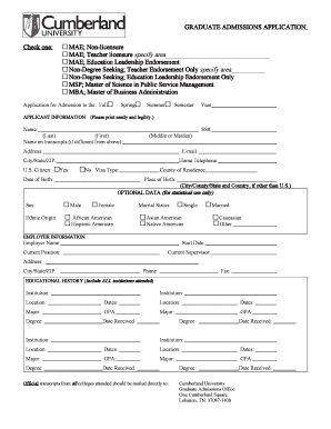 Fillable Online GRADUATE ADMISSION APPLICATION - Sitemason Fax Email Print - pdfFiller
