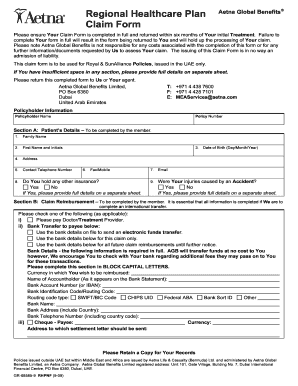 Fillable Online RHP claim form - Aetna International Fax Email Print ...