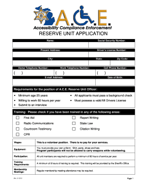 Fillable Online RESERVE UNIT APPLICATION Fax Email Print - pdfFiller