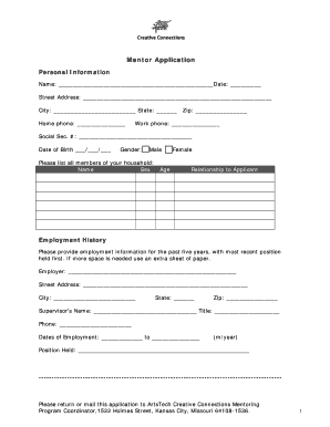 Fillable Online Mentor Application Revised Fax Email Print - pdfFiller