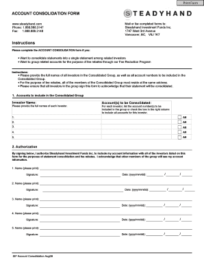 Fillable Online SIF Account Consolidation Form - Steadyhand Fax Email ...