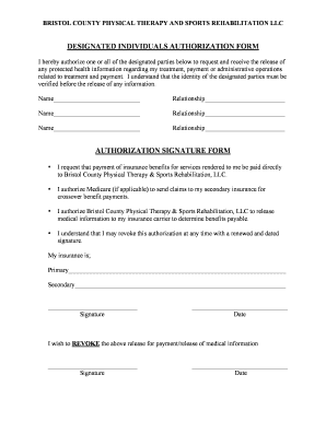 Fillable Online Designated individuals authorization form authorization ...