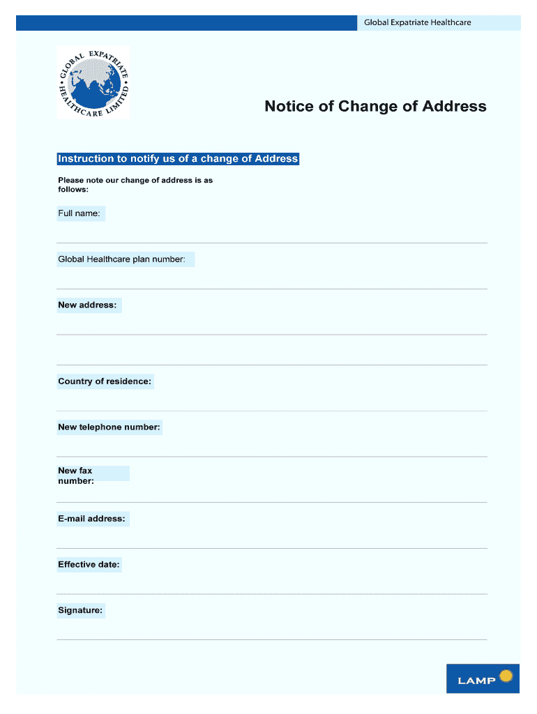 Fillable Online Notice of Change of Address Fax Email Print - pdfFiller