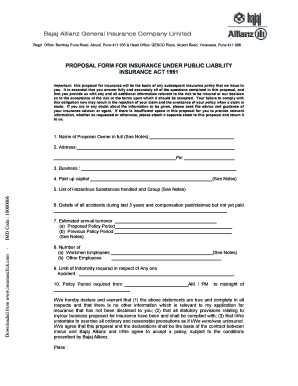 Fillable Online how does public liability proposal form look like Fax ...