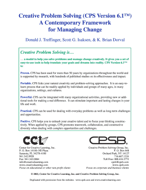 Fillable Online Creative Problem Solving (CPS Version 6 Fax Email Print ...