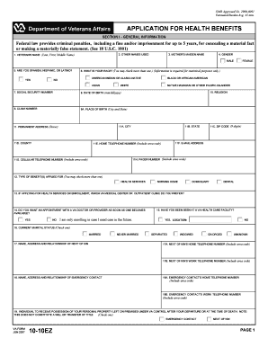 Fillable Online 10-10ez application for health benefits - Clermont ...
