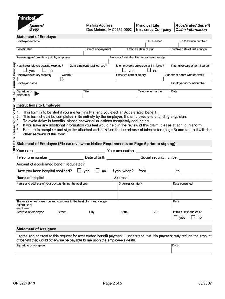 Fillable Online Accelerated Benefit Claim Information Fax Email Print ...