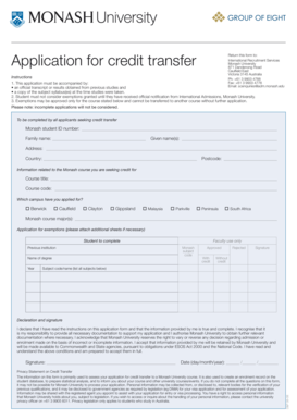 Fillable Online Application for credit transfer Fax Email Print - pdfFiller