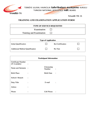 Fillable Online NDT Training Application Form - THY Teknik Fax Email ...