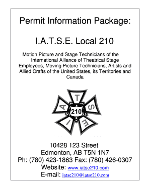 Fillable Online Permit Information Package: I.A.T.S.E. Local 210 Fax ...
