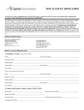Fillable Online Standard Account Application - Capital Innovations Fund Fax Email Print - pdfFiller