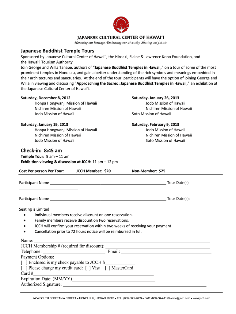 Registration form - Japanese Cultural Center of Hawaii: Fill out & sign ...