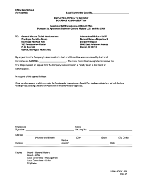 Fillable Online FORM GM-SUB-8A (Rev 3/2003) Local Committee Case No ...