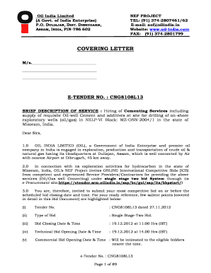 Fillable Online COVERING LETTER - Oil India Limited Fax Email Print ...