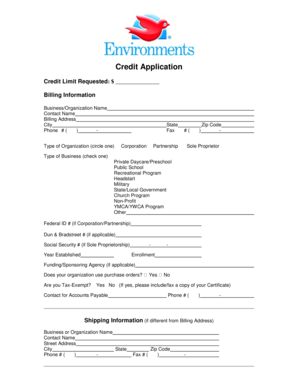 Fillable Online EI Credit Application - Environments, Inc. Fax Email ...