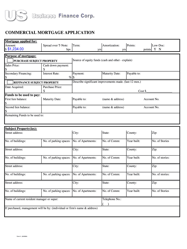 Fillable Online Commercial Mortgage Application Fax Email Print - pdfFiller
