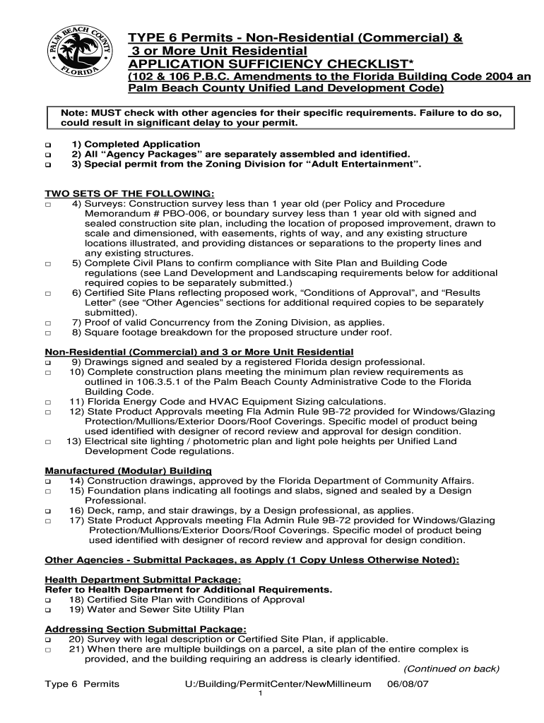 TYPE 6 Permits - Non-Residential (Commercial) and 3 or More Unit: Fill ...