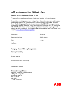 Fillable Online ABB photo competition 2005 entry form.pdf Fax Email ...