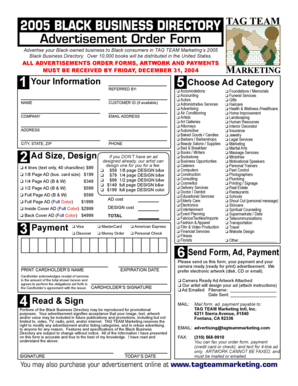 Fillable Online Order form - TAG TEAM Marketing Fax Email Print - pdfFiller