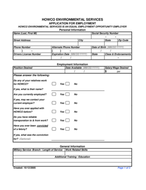 Fillable Online Employment Application-Faxable Form - Howco ...