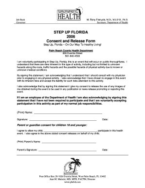 Fillable Online STEP UP FLORIDA 2006 Consent and Release Form - Palm ...